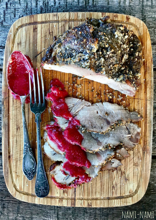 Seapraad vaarika-konjakikastmega