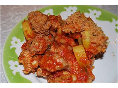 Tomati-kalkuni vormiroog purukattega